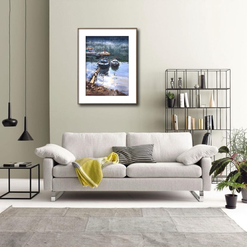 Jason Studio; Boats; Harbor; Lake; Scenery; Printable Original ...
