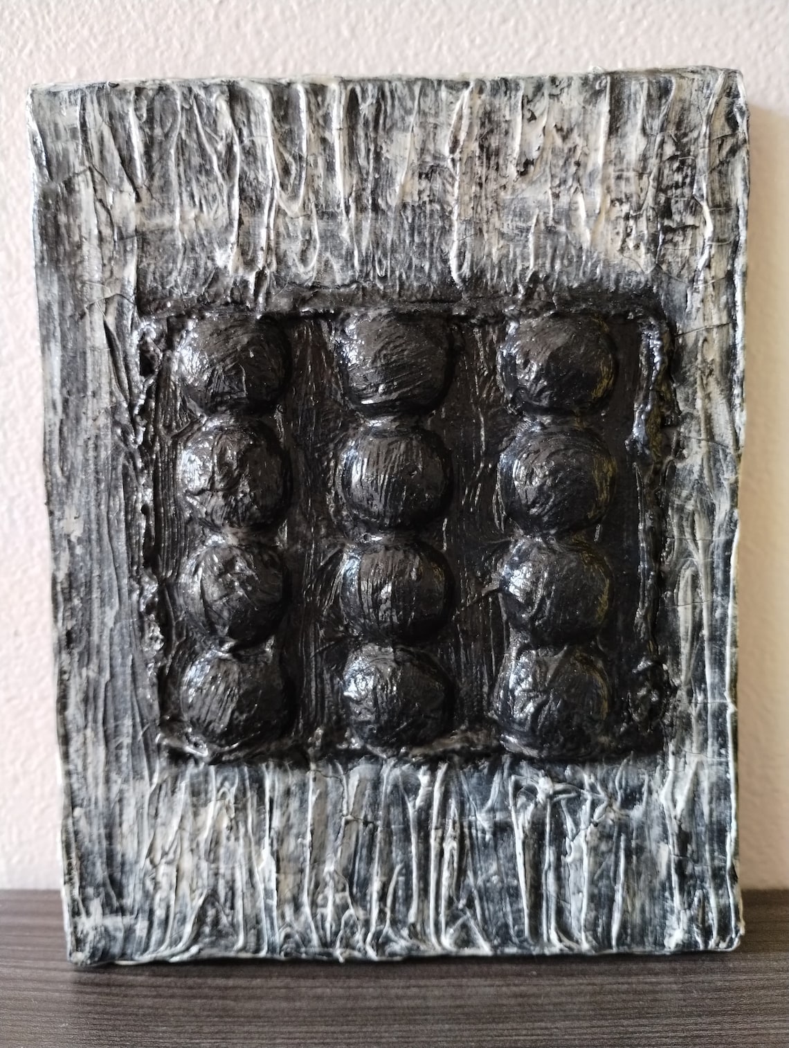 Handmade Minimalist 3D Paper Mache Textured Plaster Wall Art Wabi Sabi ...