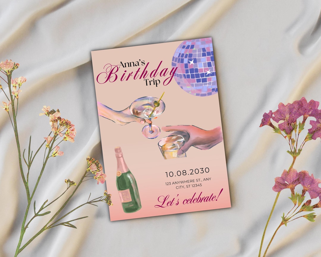 Birthday Trip Invitation | Canva Template | Instant Download - Etsy