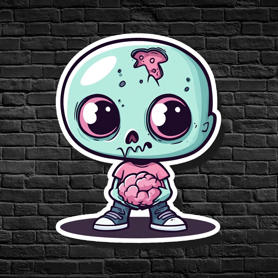 Kawaii Zombie Sticker: Derpy Pastel Vinyl Decal - Etsy