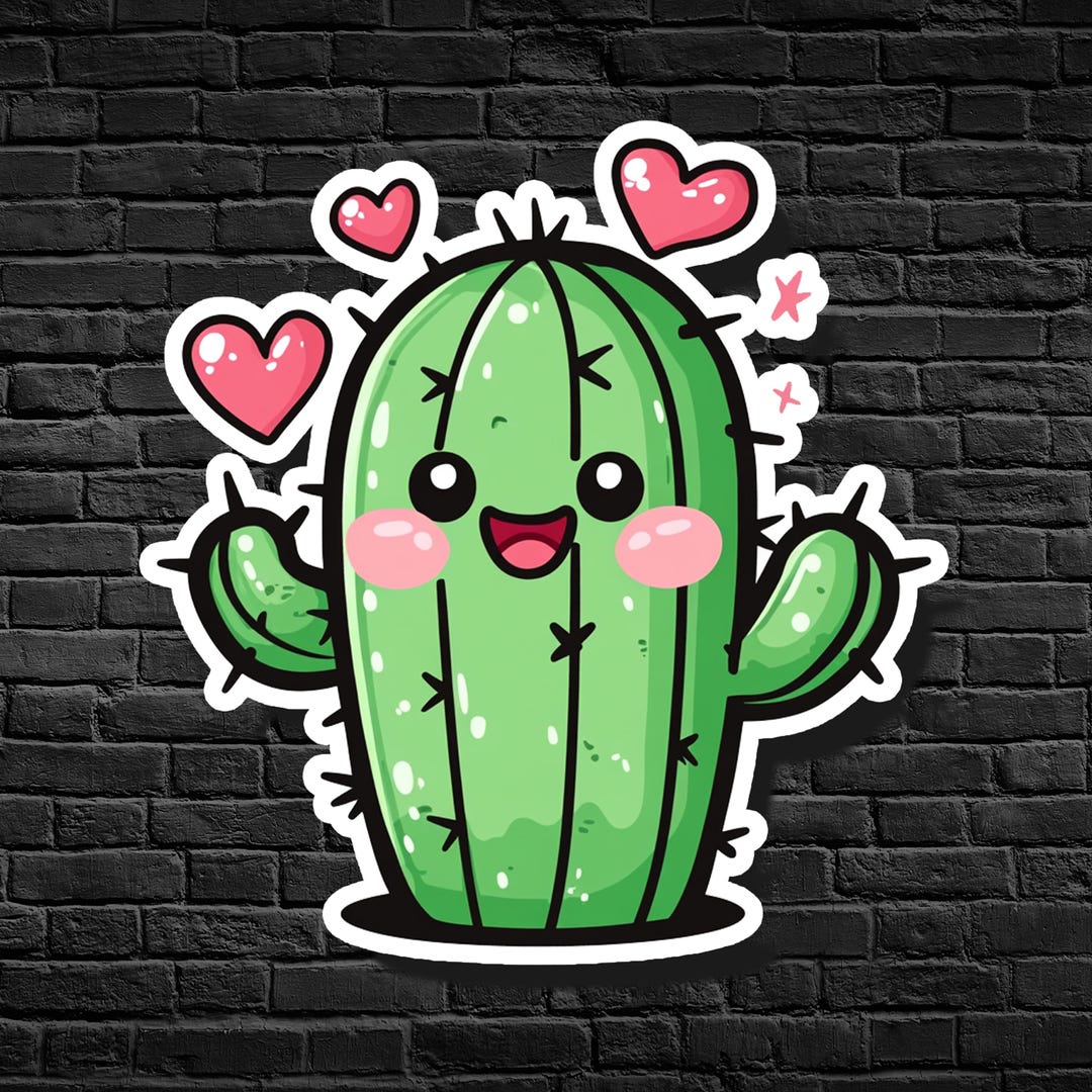 Chibi Cactus Monster - Version 2 | Kawaii Inspired Sticker | Cute Chaos ...