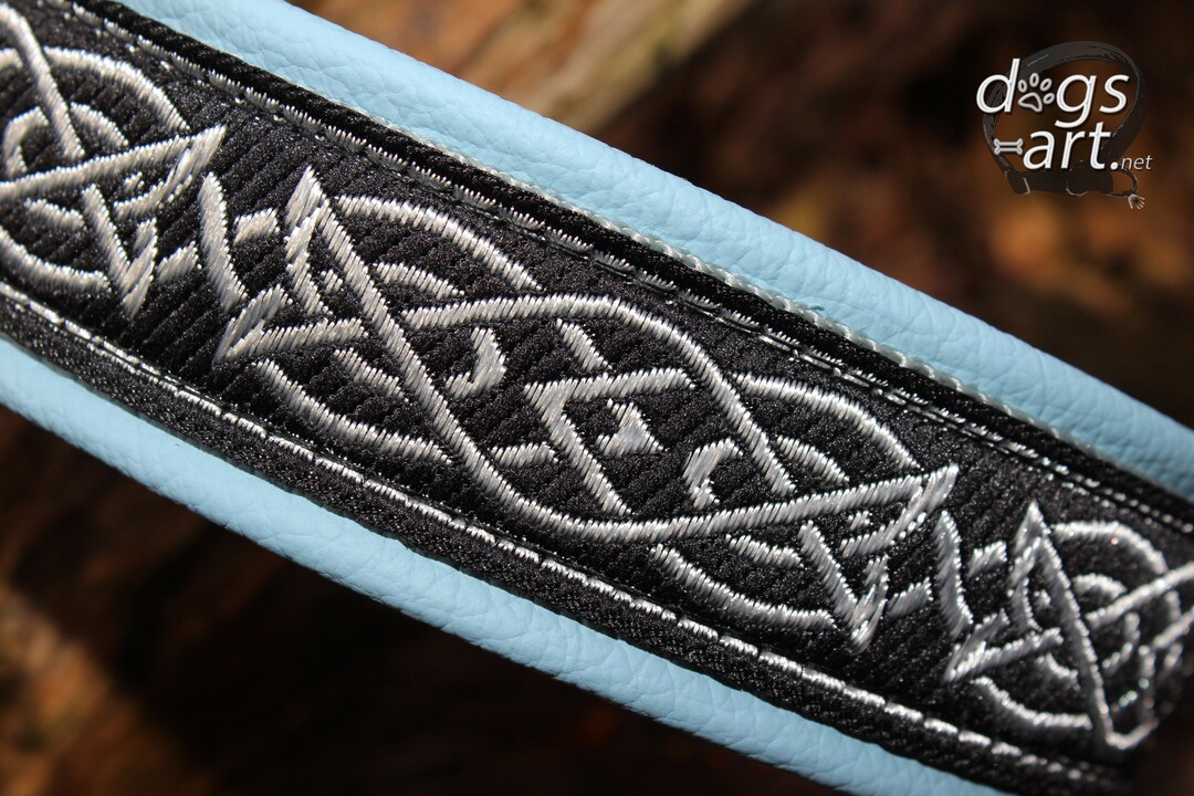 Dog Collar Leather, Celtic Knot, Metal Buckle, Engraved Personalized ...