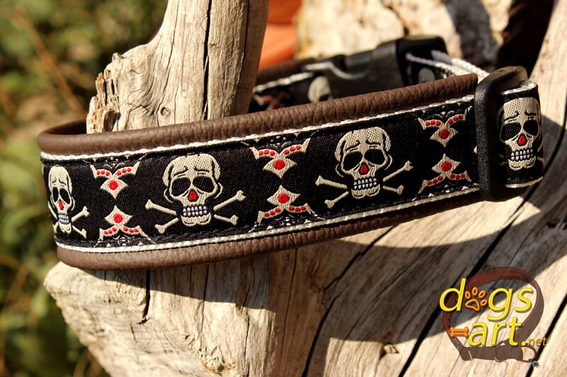 Skull Dog Collar With Buckle, Design Skulls Pirate Tribal, Create Your ...
