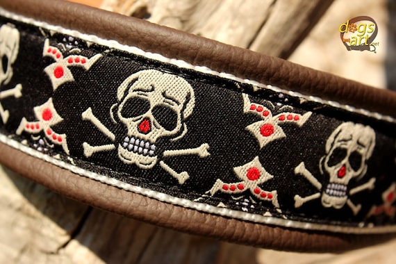Skull Dog Collar With Buckle Design Skulls Pirate Tribal - Etsy