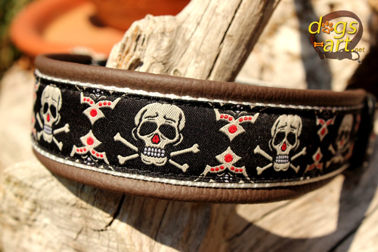 Skull Dog Collar With Buckle, Design Skulls Pirate Tribal, Create Your ...