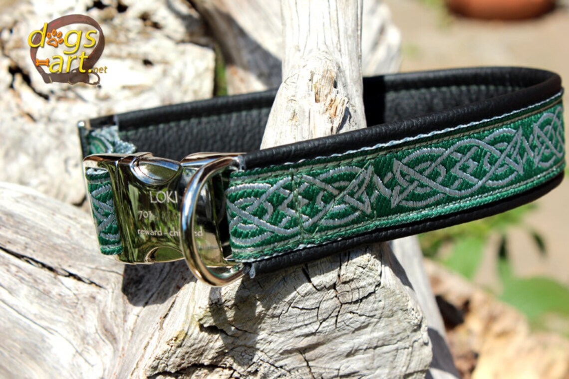 Celtic Dog Collar Leather Metal Buckle Personalized | Etsy