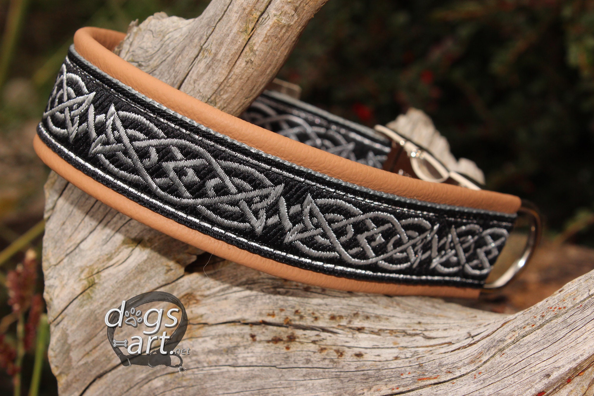 Celtic Dog Collar Leather, Celtic Knot, Strong Metal Buckle, With Name ...