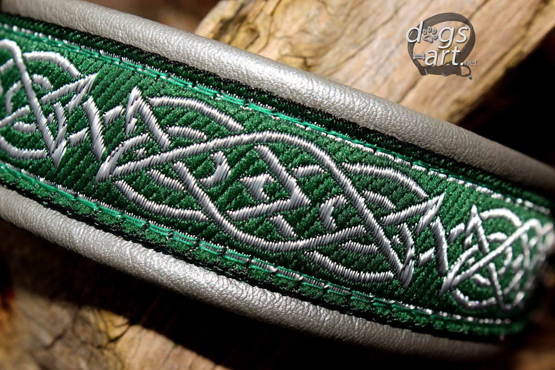 Celtic Dog Collar Leather, Strong Metal Buckle, Personalization With ...