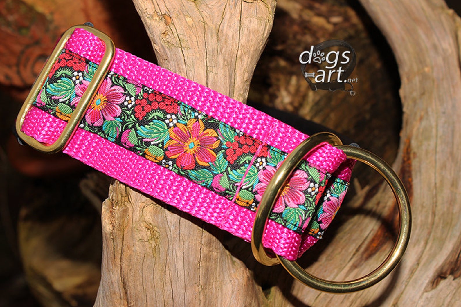 Large Dog Collar Leather 2 Inch Collars Floral Flower | Etsy