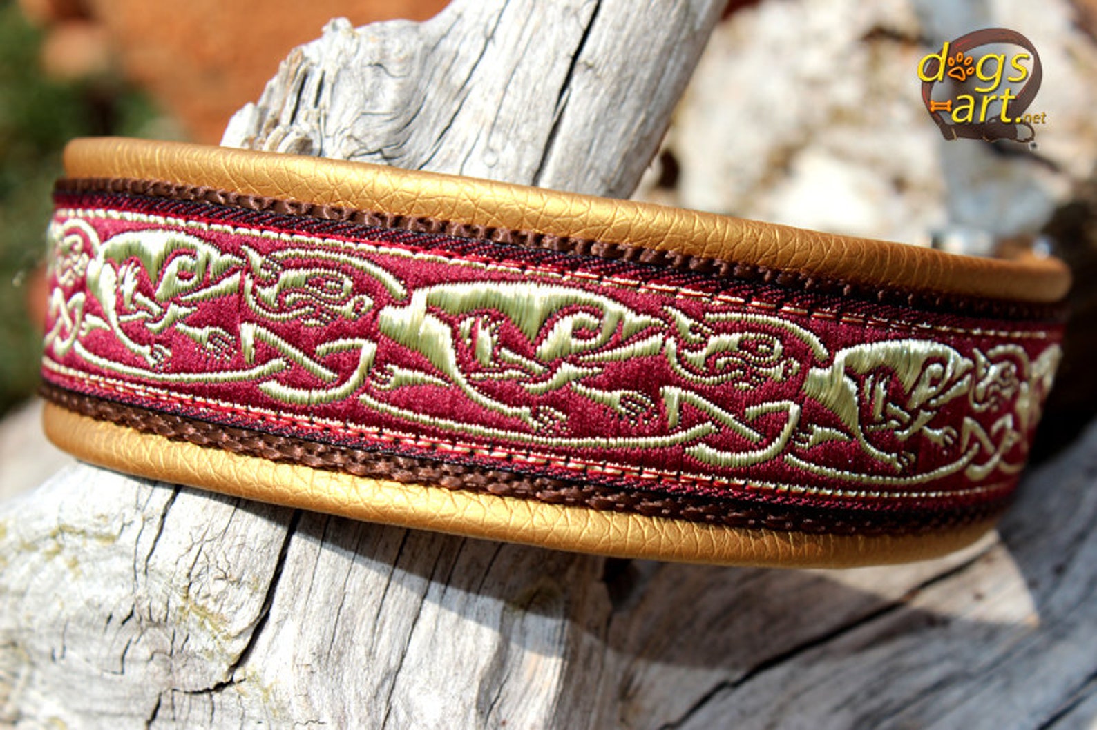 Leather Dog Collar Celtic Metal Buckle Dragons and Hounds | Etsy