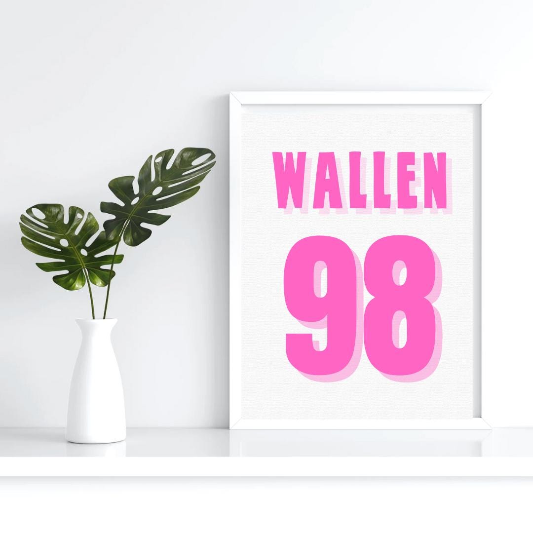 Wallen 89" – Pink Font on White Background Wall Art for Morgan Wallen ...