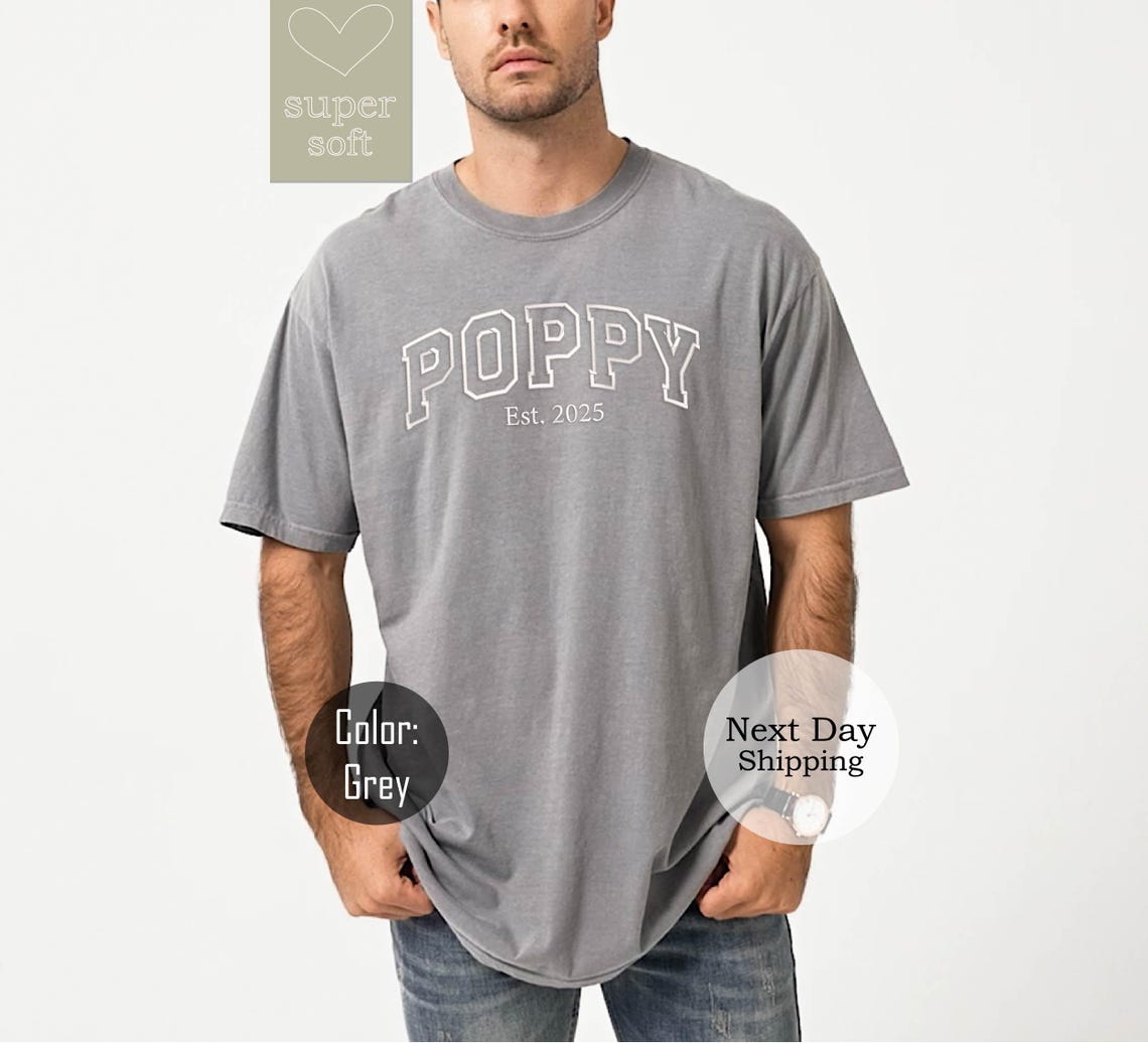 Custom Embroidered Poppy Shirt, Grandpa Shirt With Date, Pappy Est Year ...