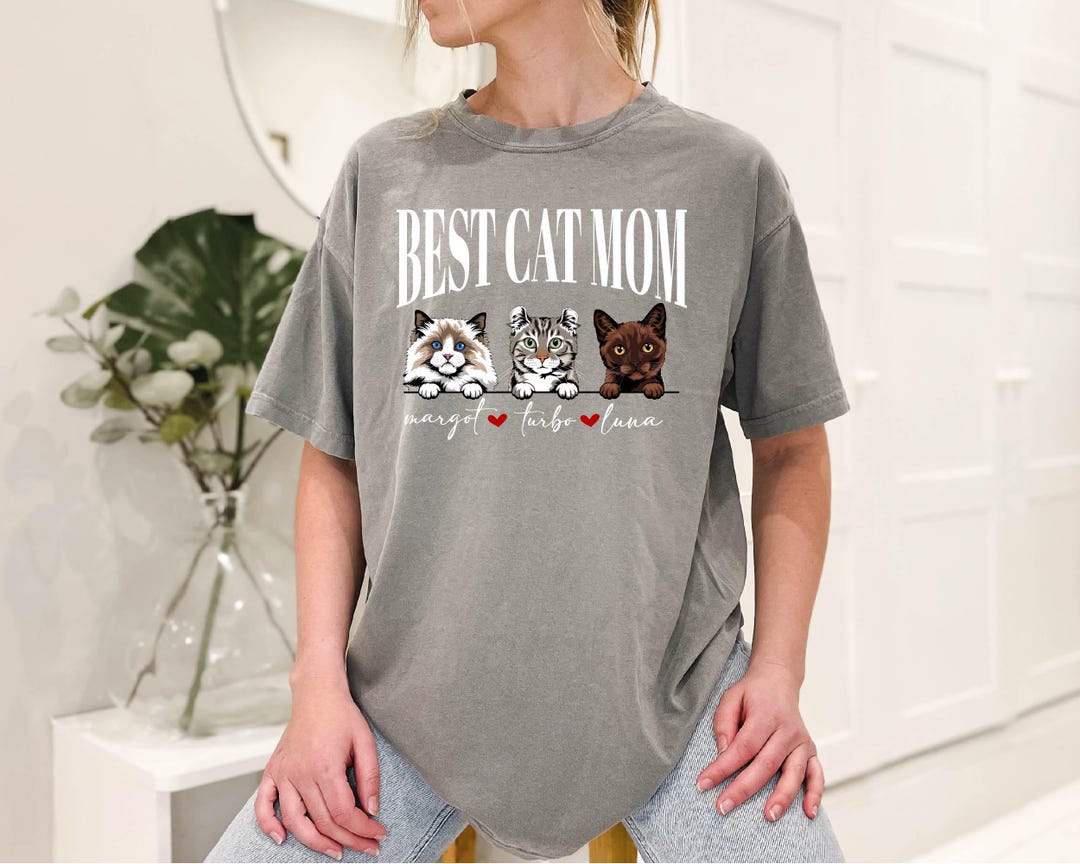 Personalized Best Cat Mom Shirt, Custom Cat Mom Shirt, Cat Lovers Mom ...