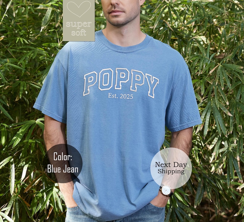Custom Embroidered Poppy Shirt, Grandpa Shirt With Date, Pappy Est Year ...