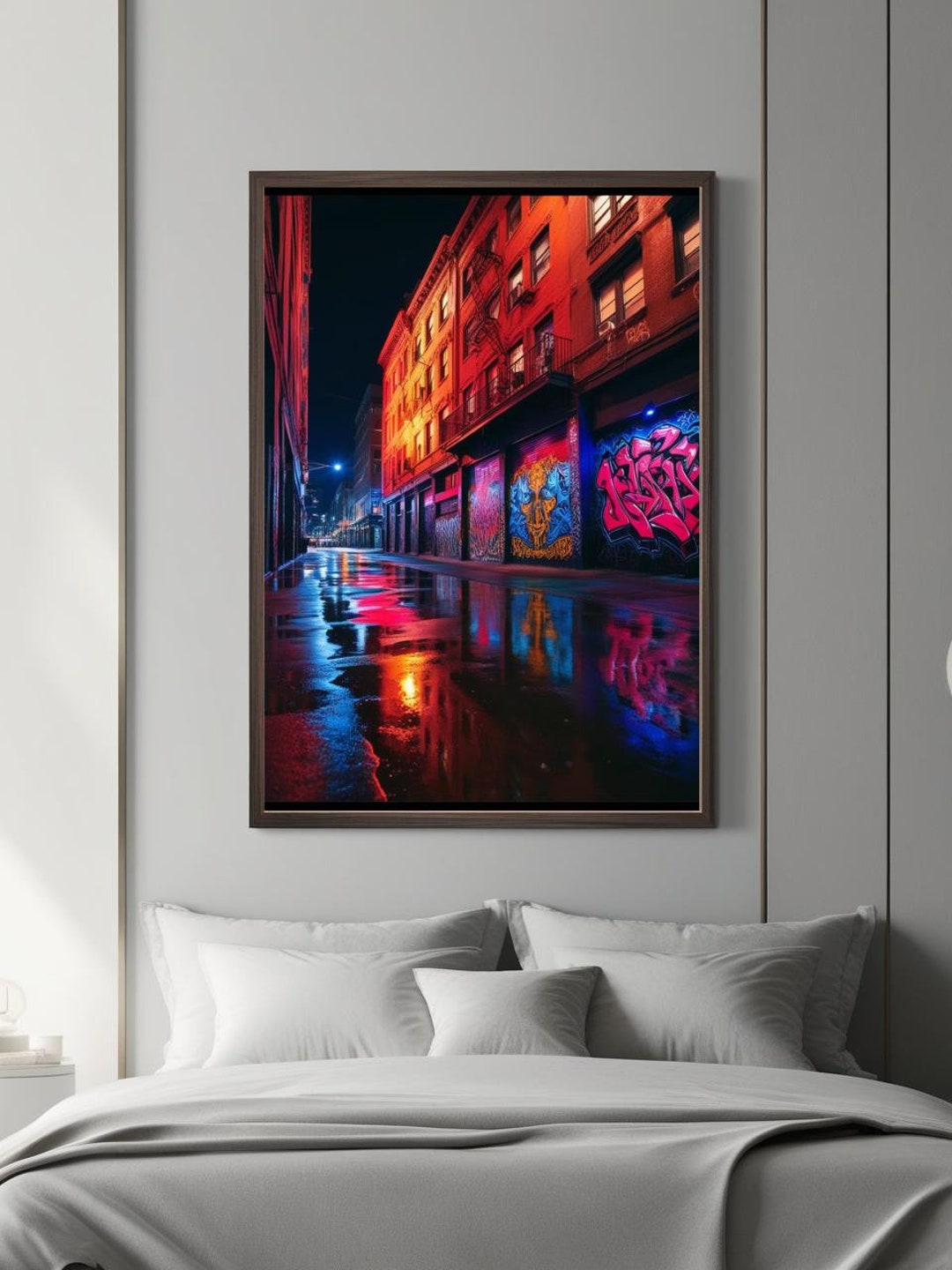 Neon City Street – Urban Graffiti Art Print - Etsy