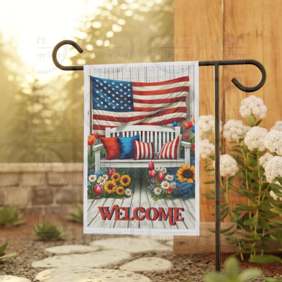 Patriotic Garden Banner Welcome Flag, Outdoor Decor, Front Yard Sign ...