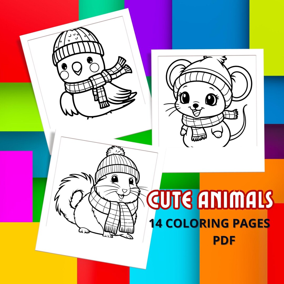 Cute Animal Coloring Book, Printable Coloring Pages for Kids and Adults ...