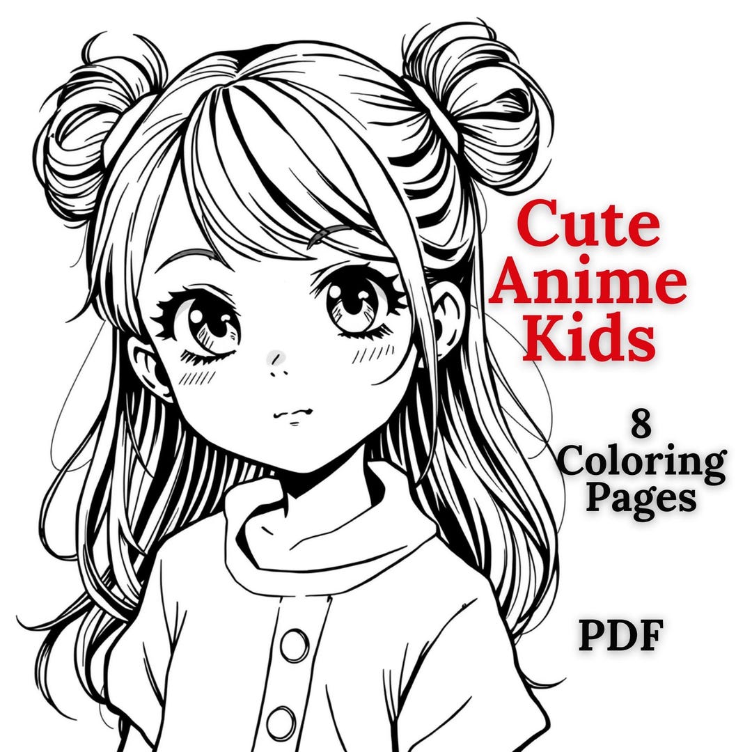 Simple Anime Digital Coloring Pages for All Ages | Instant Download ...