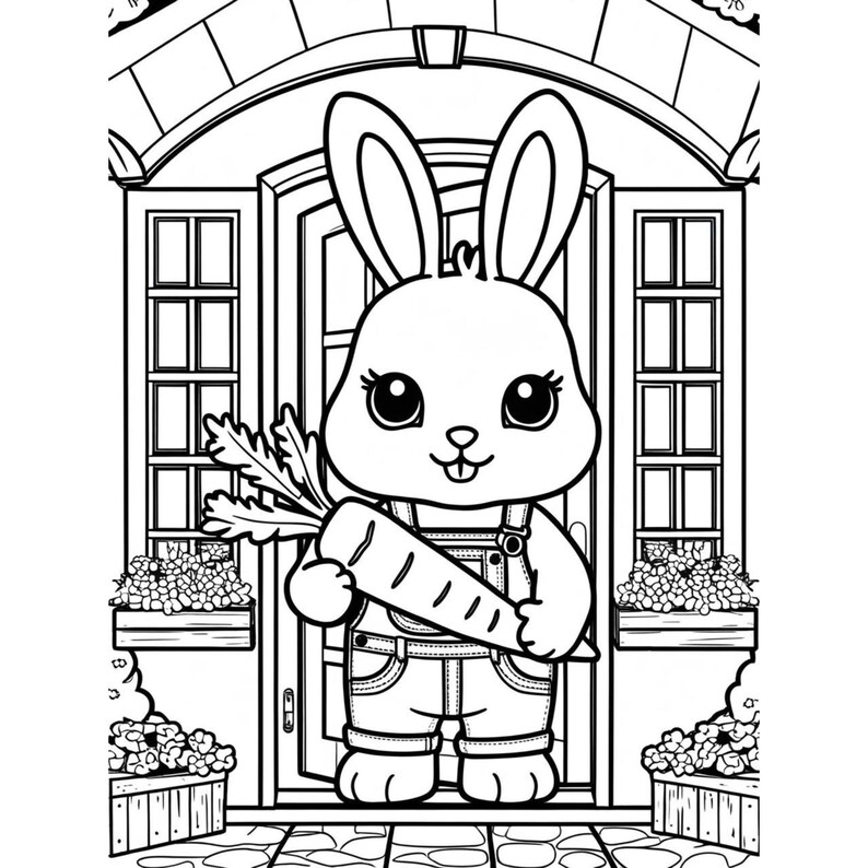 Bunny Coloring Page | Easter Coloring Page | Stress Relief Activity ...