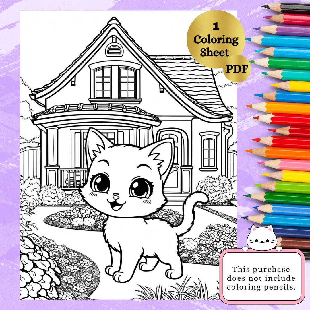Cat Coloring Page, Cat Lovers Coloring Sheet, Printable Digital ...