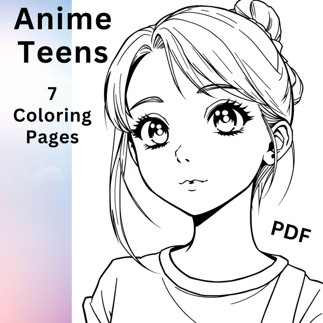 Anime and Manga Line Art Coloring Pages |simple Digital Coloring for ...