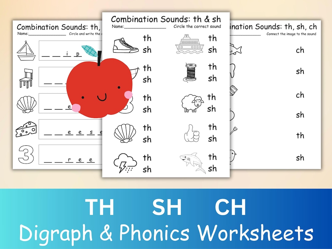 Digraph Phonics Worksheets, Th Sh Ch Blend, K-2 Literacy (digital ...