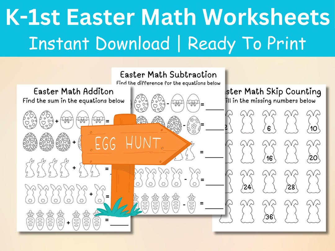 Easter Kindergarten Math, First Grade Math, Addition, Subtraction, Skip ...