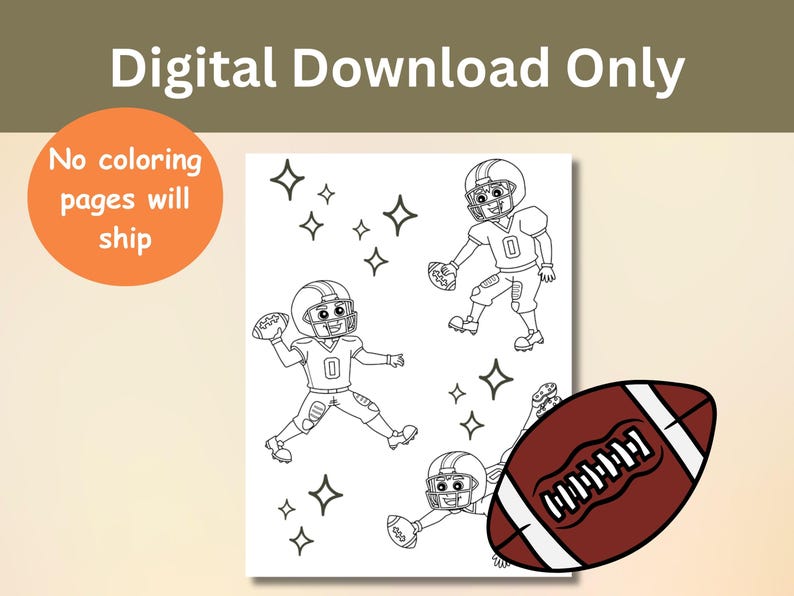 Football Coloring Printable, Kids Super Bowl Activity, Football ...