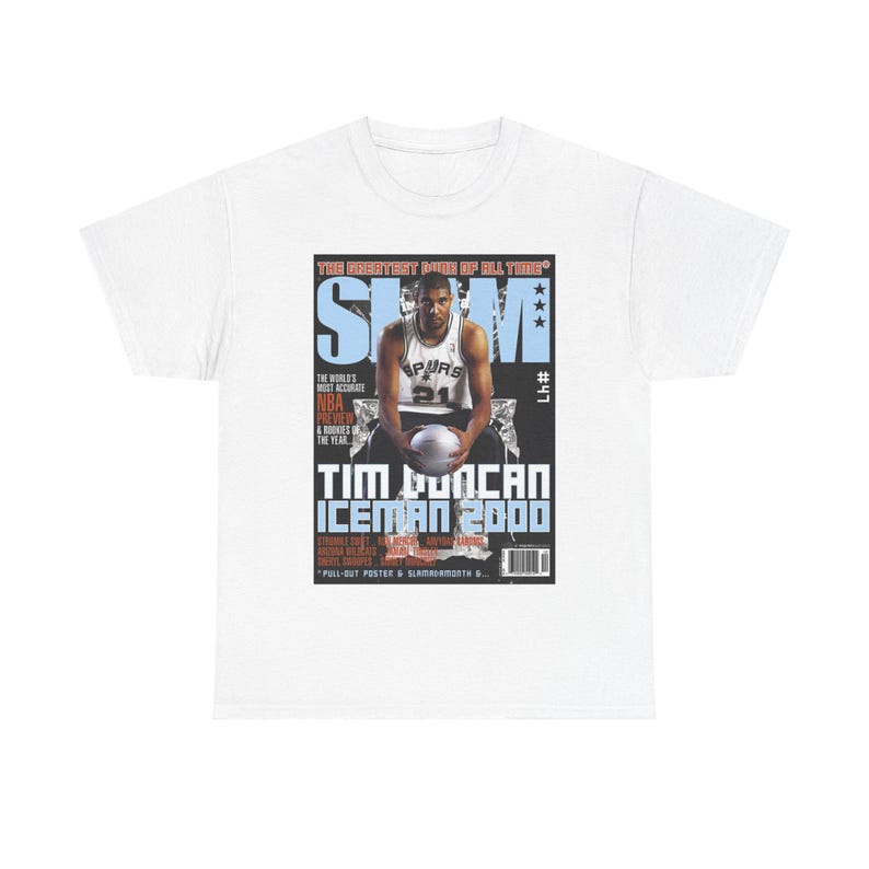 Tim Duncan San Antonio Spurs NBA Slam Cover Tee Shirt - Etsy