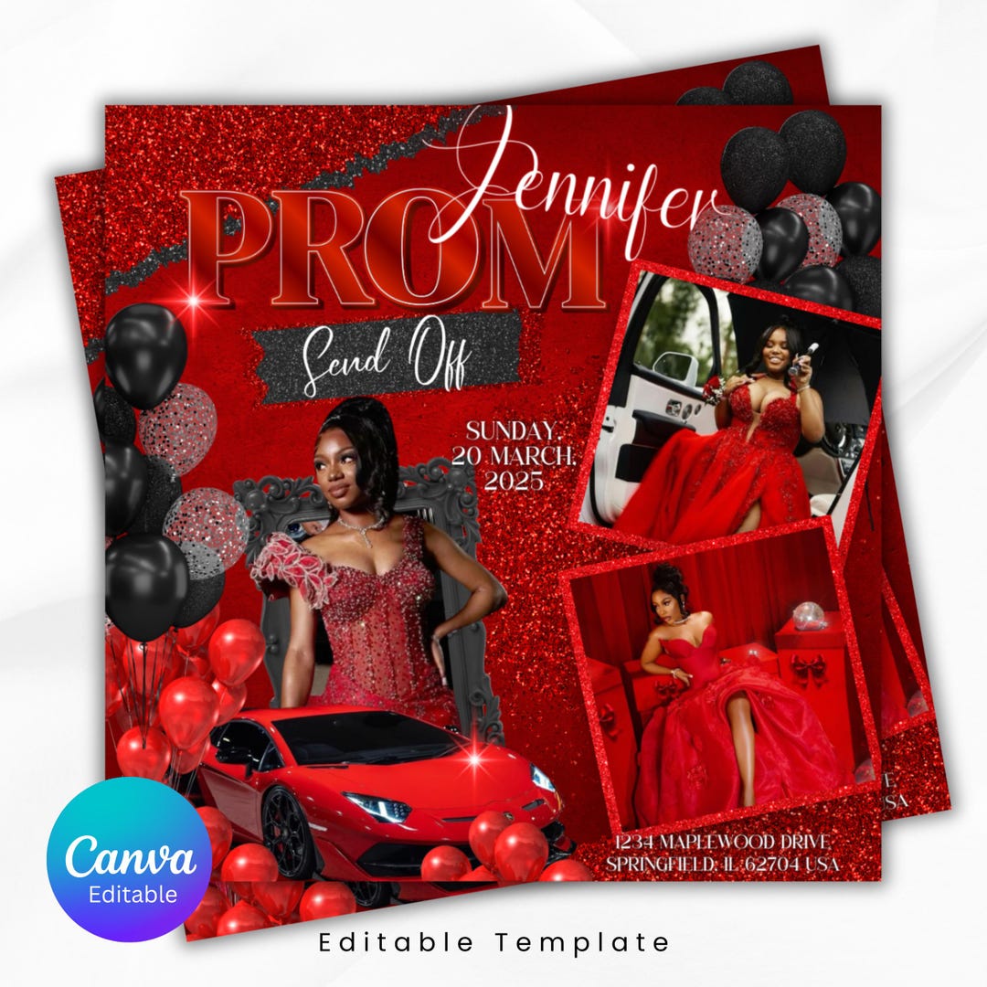 Prom Send off Flyer, DIY Prom Flyer, Prom Canva Template, Prom Send Off ...