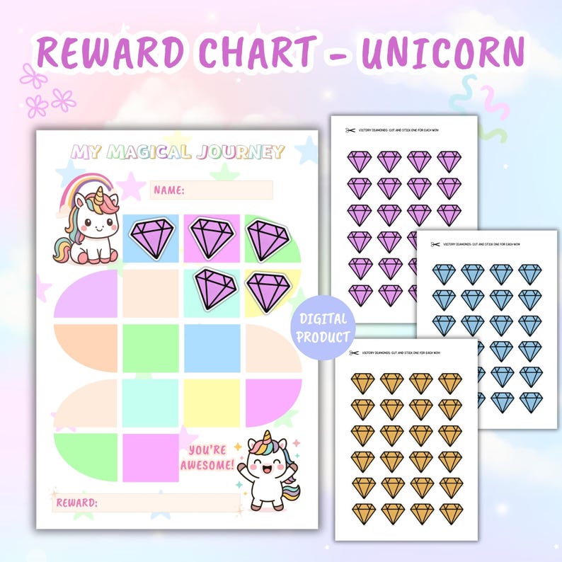 Unicorn Reward Chart for Kids | Printable Motivation Chart | Track ...
