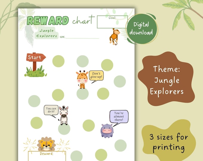 Jungle Reward Chart for Kids With Printable Achievement Award and Idea ...