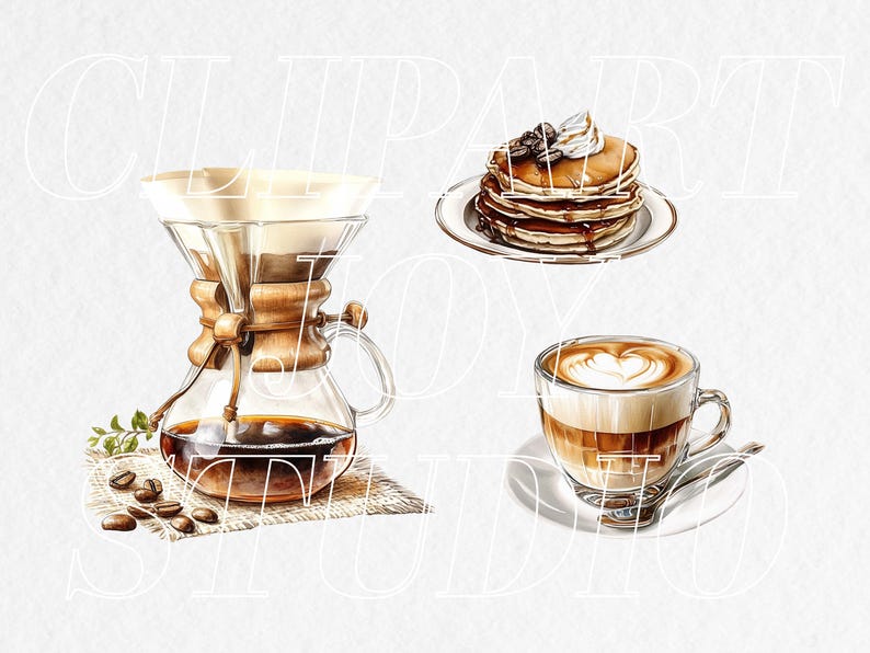 Watercolor Coffee Clipart Bundle, Coffee Printable PNG Images (digital ...