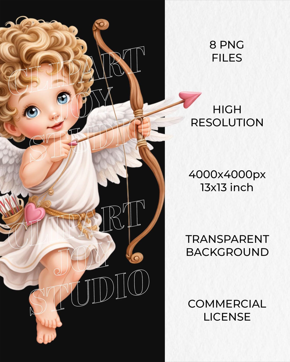 8 Cartoon Cupid Clipart Bundle, Valentines Day PNG, Printable Images ...