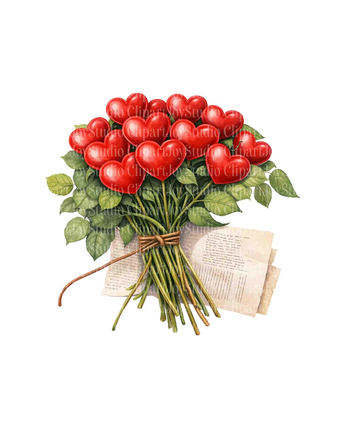 Watercolor Heart Bouquet Clipart Bundle, Valentine's Day JPG Printable ...