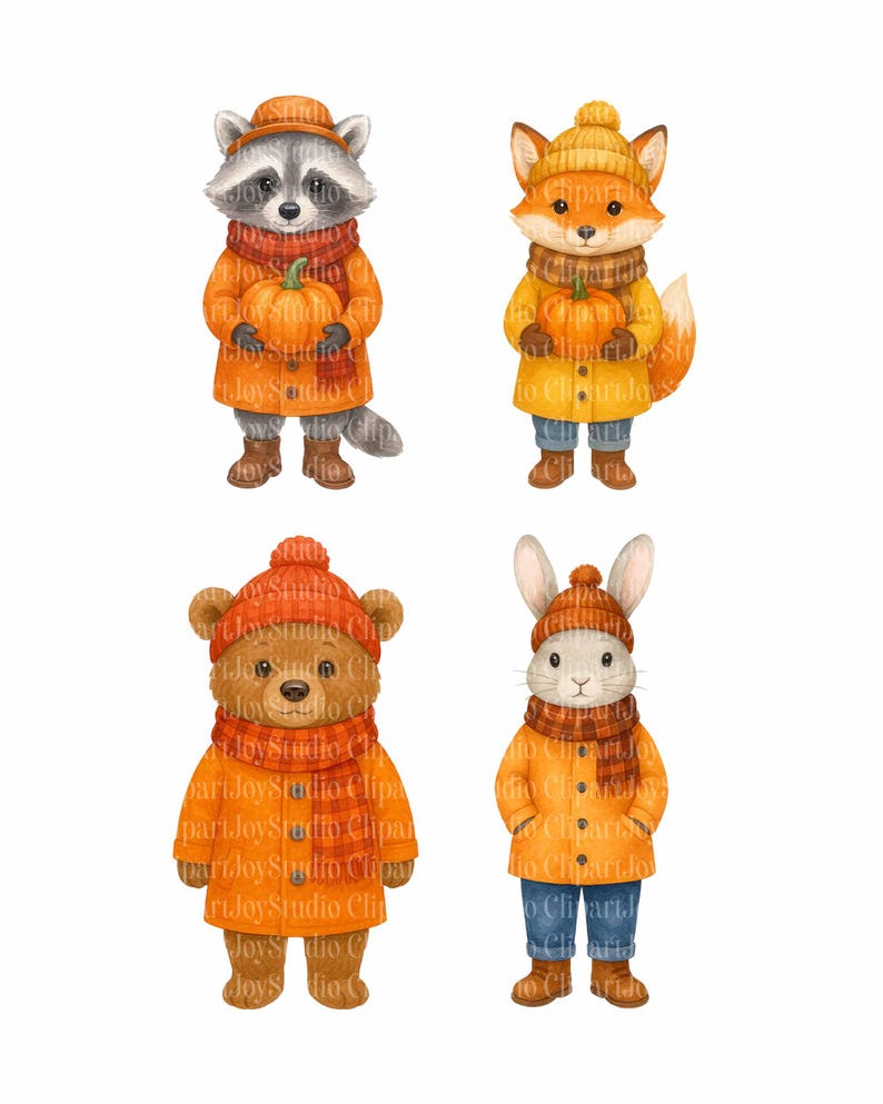 Autumn Animals Clipart Bundle, Fall Animals PNG, Printable Junk ...