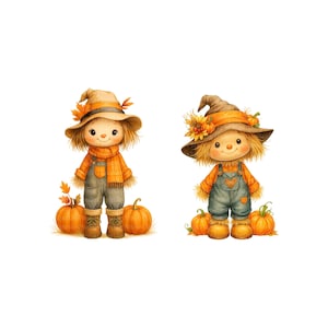Halloween Scarecrow Clipart, Pumpkin Clip Art, Printable Scrapbook ...