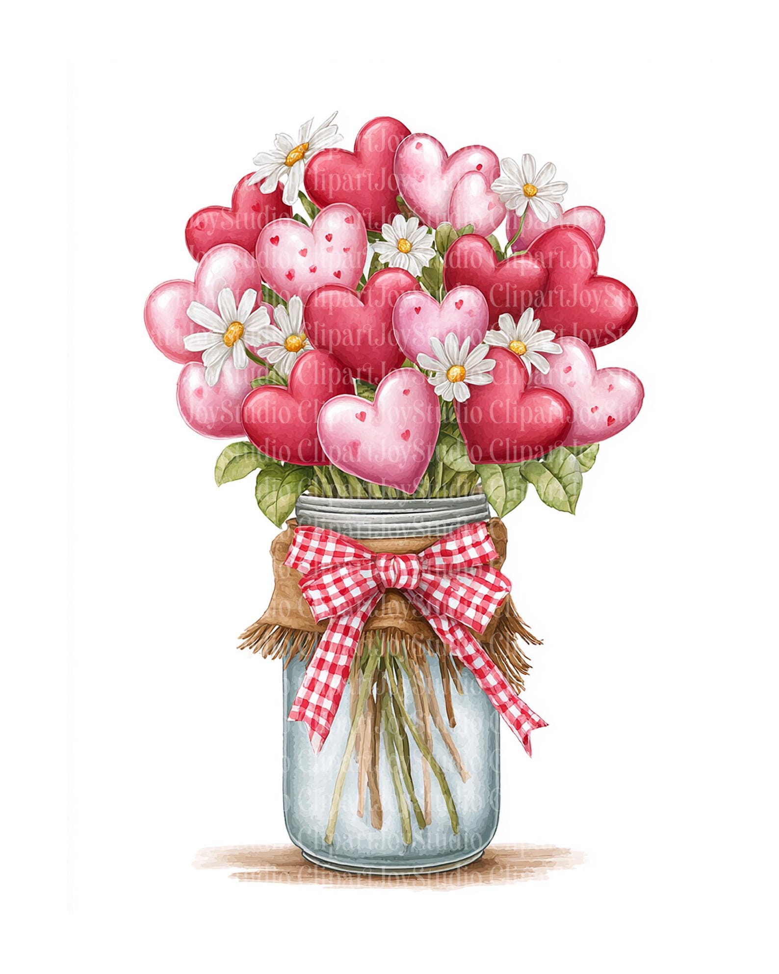 Watercolor Heart Bouquet Clipart Bundle, Valentine's Day JPG Printable ...