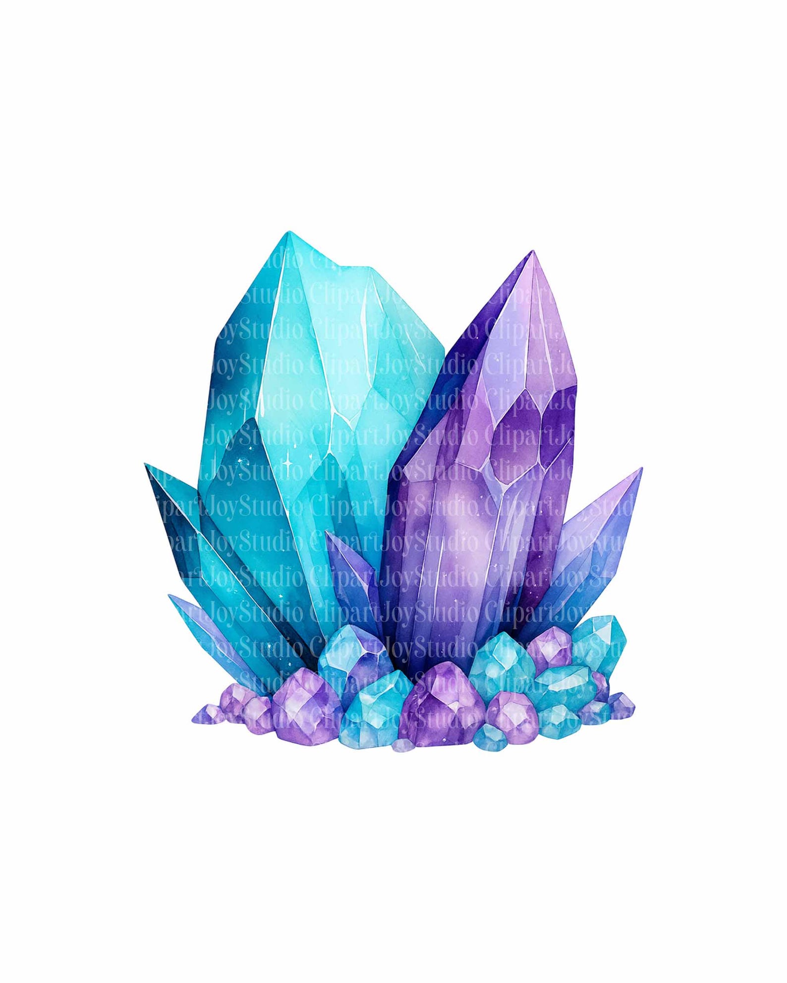 Watercolor Crystals Clipart Bundle, Cartoon Crystals PNG, Printable ...