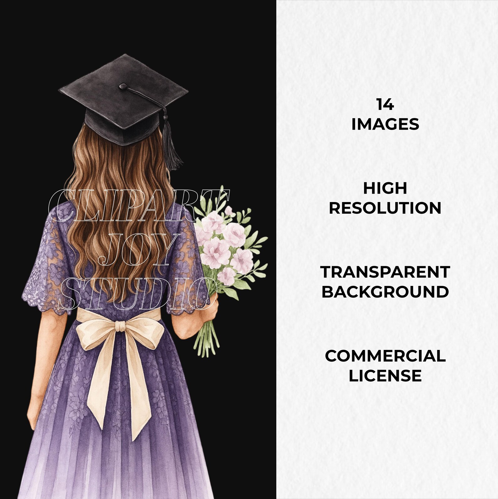 Graduation Pretty Girl Clipart, Graduation Girl, Printable Watercolor ...