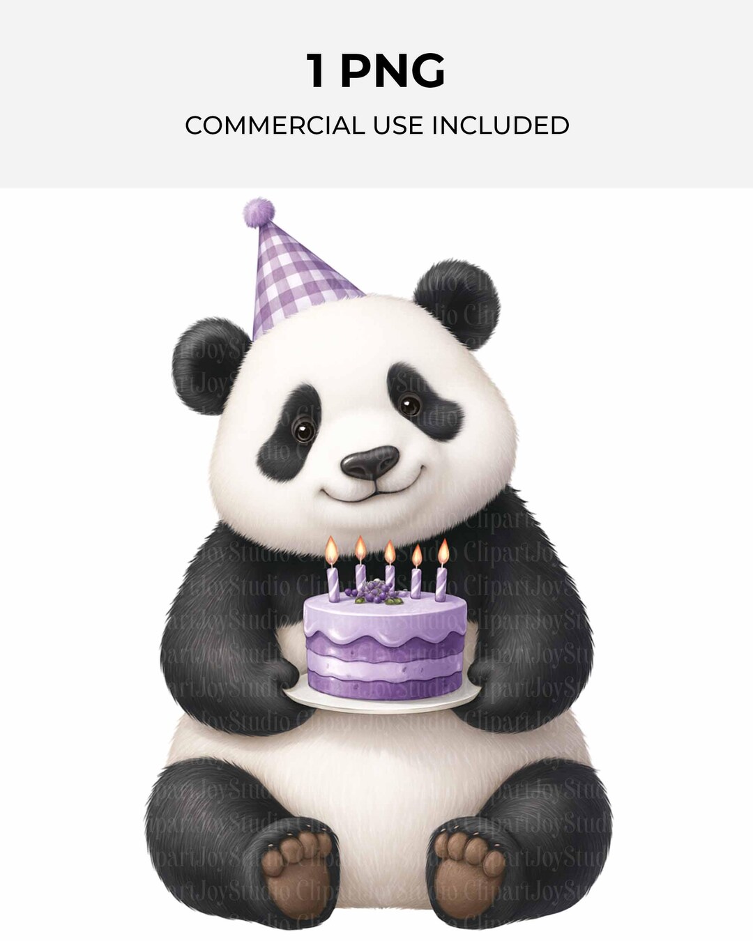 Watercolor Birthday Panda Clipart, Cute Panda PNG, Printable Junk ...