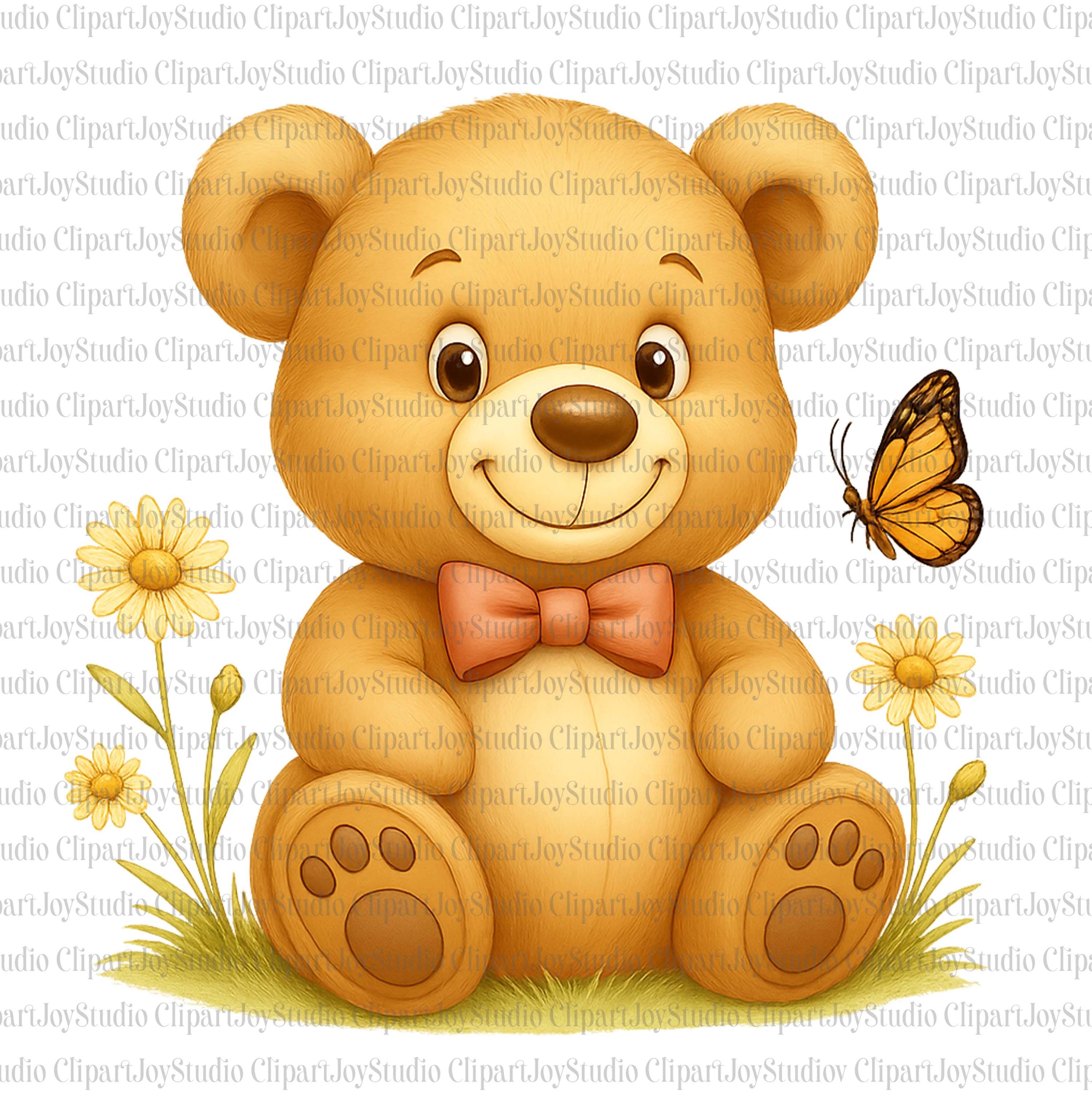 Nursery Teddy Bear Clipart, Nursery Teddy, Printable Watercolor Clipart ...