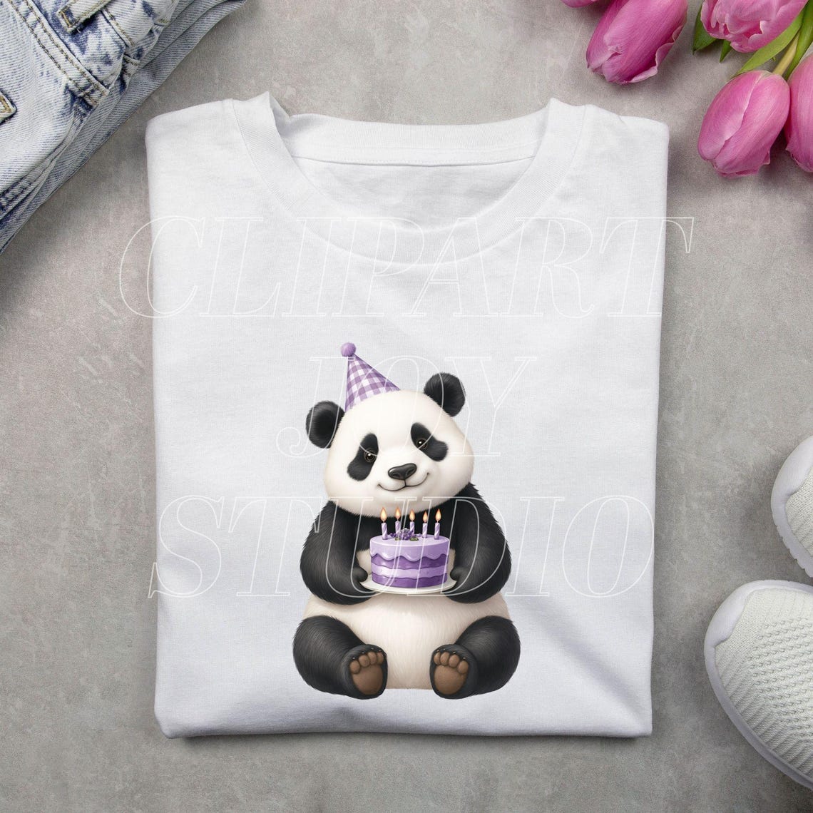 Watercolor Birthday Panda Clipart, Cute Panda PNG, Printable Junk ...
