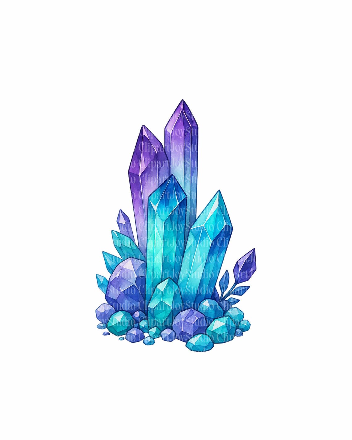 Watercolor Crystals Clipart Bundle, Cartoon Crystals PNG, Printable ...