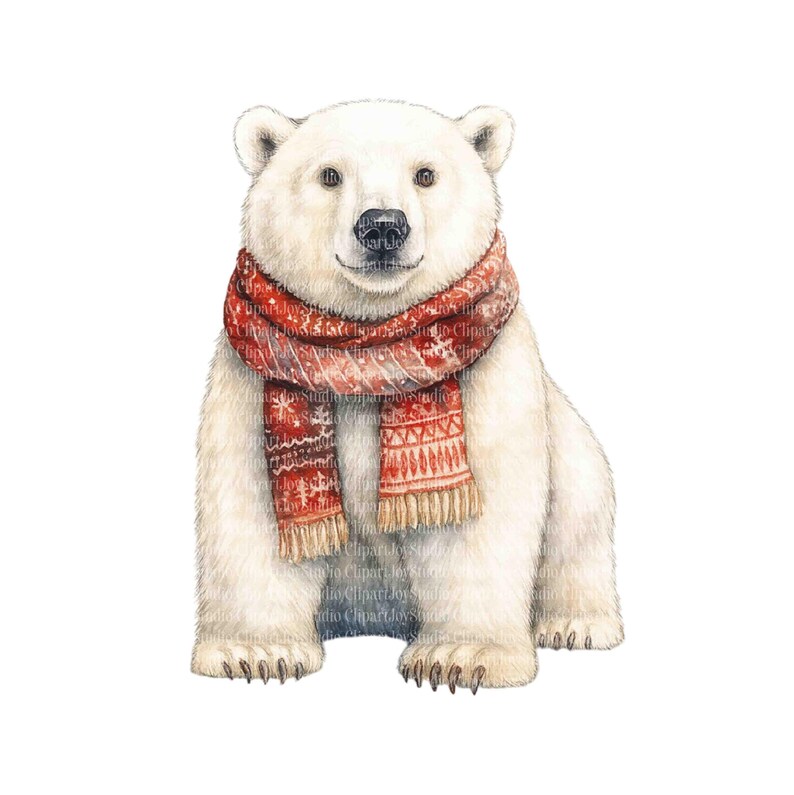 Watercolor Polar Bear Clipart Bundle PNG Graphic, Printable Scrapbook ...