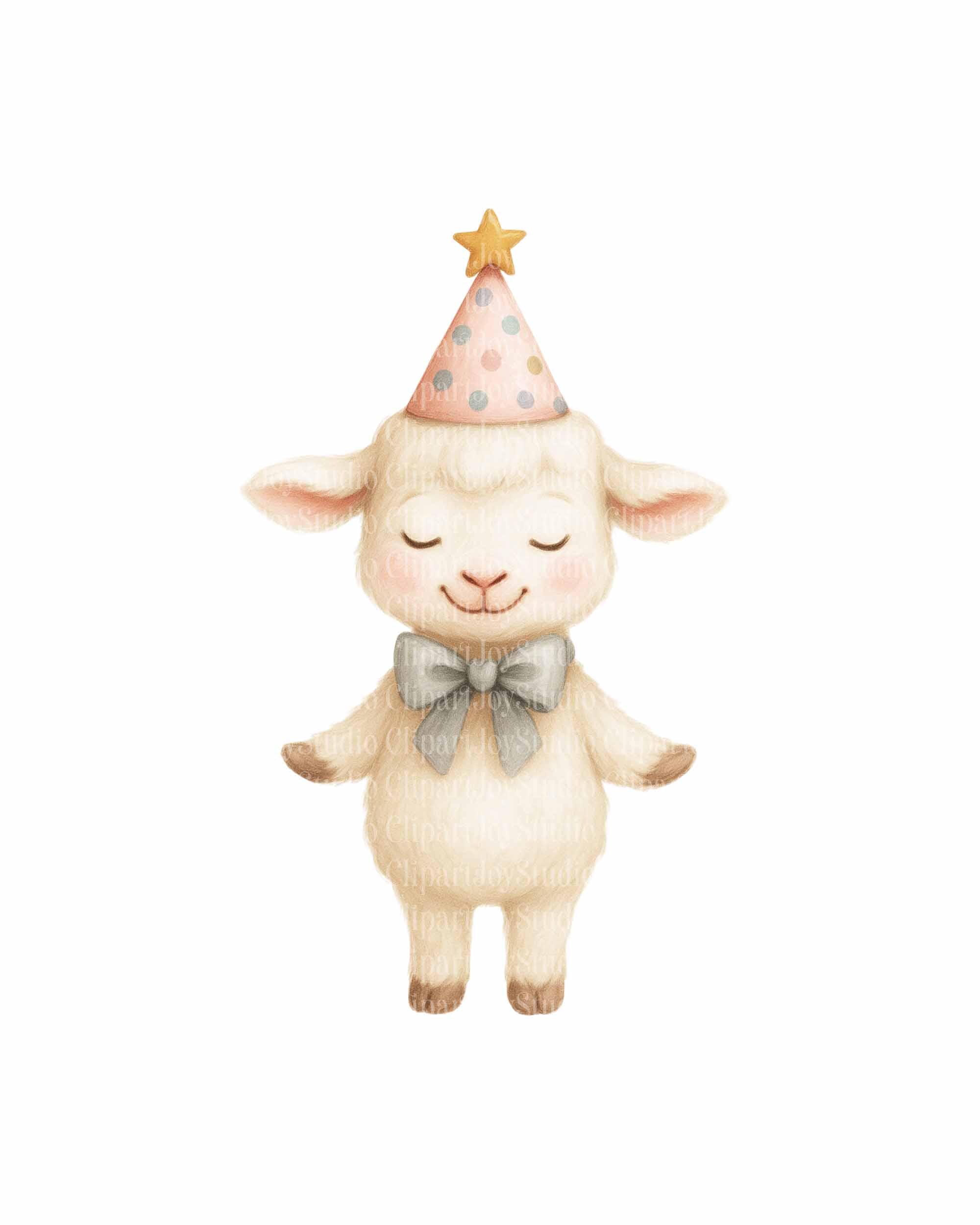 Cute Birthday Sheep Clipart Bundle, Baby Sheep PNG, Printable Junk ...