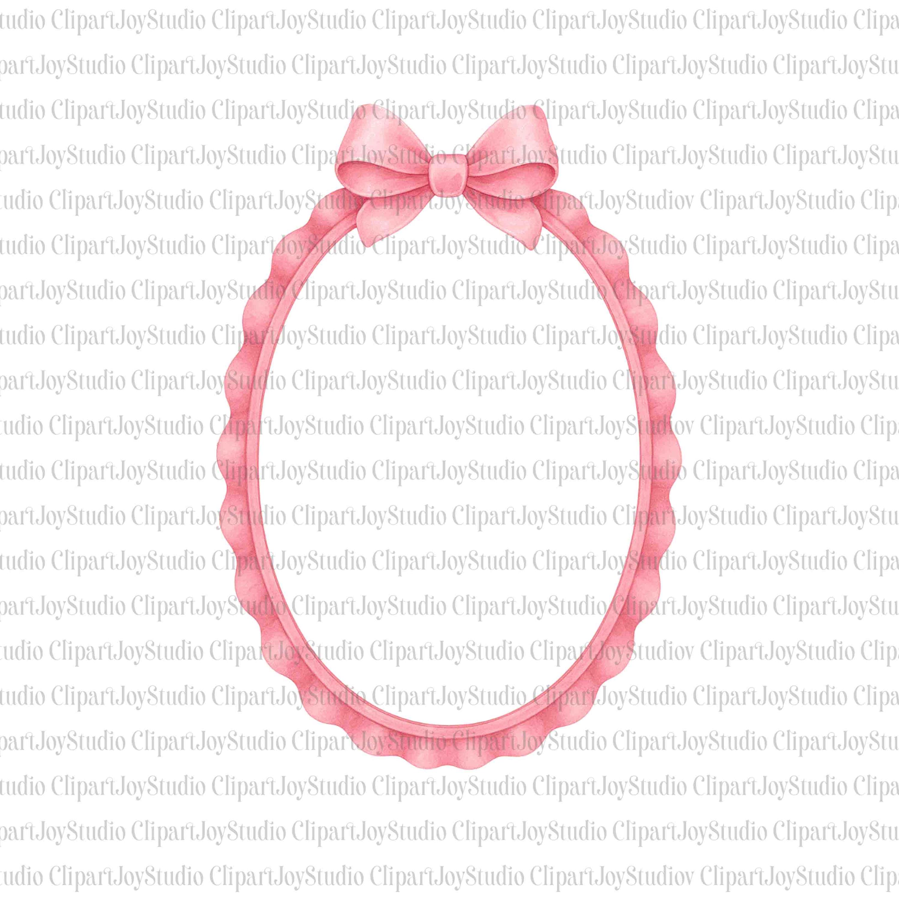 Watercolor Pink Coquette Ribbons Clipart, Ribbon Frames, Pink Bow ...