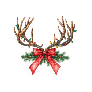 8 Deer Antlers Clipart Bundle, Christmas Printable PNG Images, Xmas ...