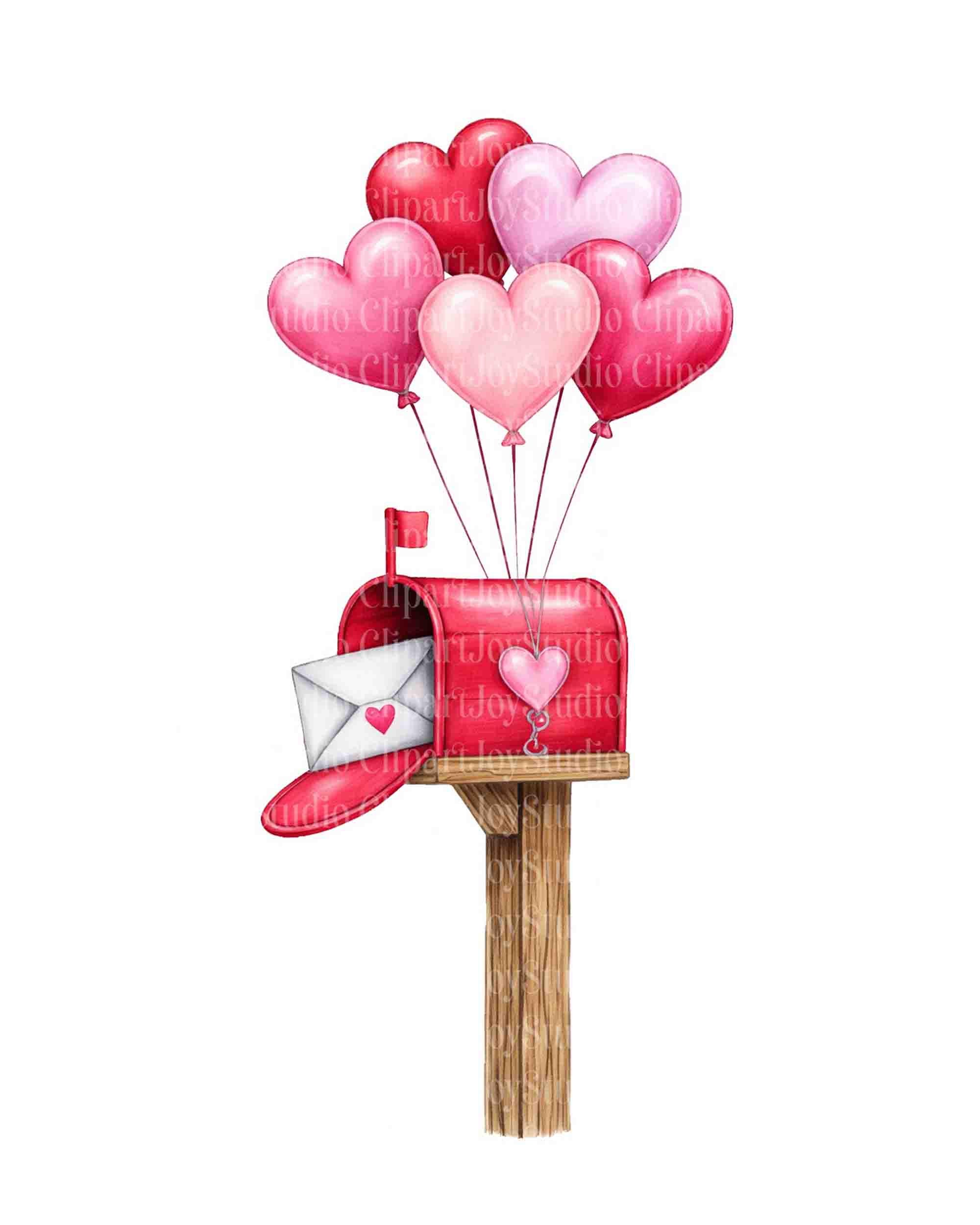 Valentine Mailbox Clipart Bundle | Printable Watercolor JPG Images ...