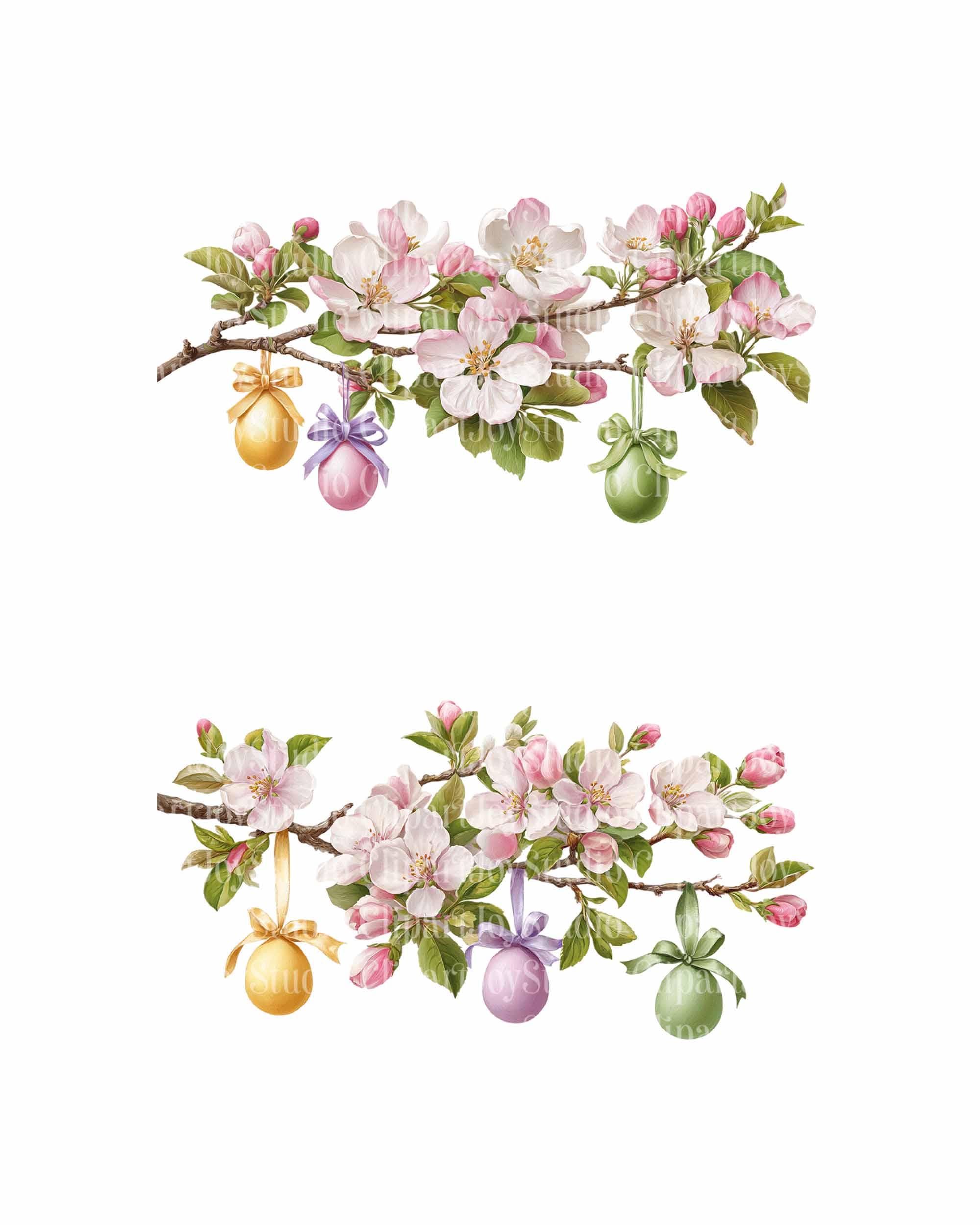 Easter Eggs Clipart Bundle - Printable Watercolor Spring Flowers PNG ...